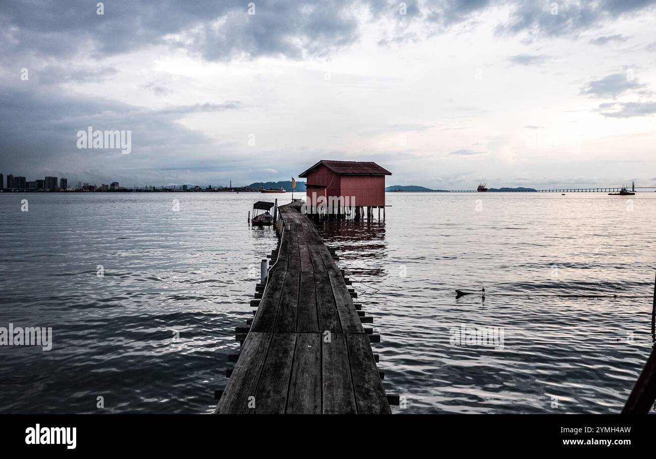 Village on water piles penang malaysia traditional asian houses Stock ...