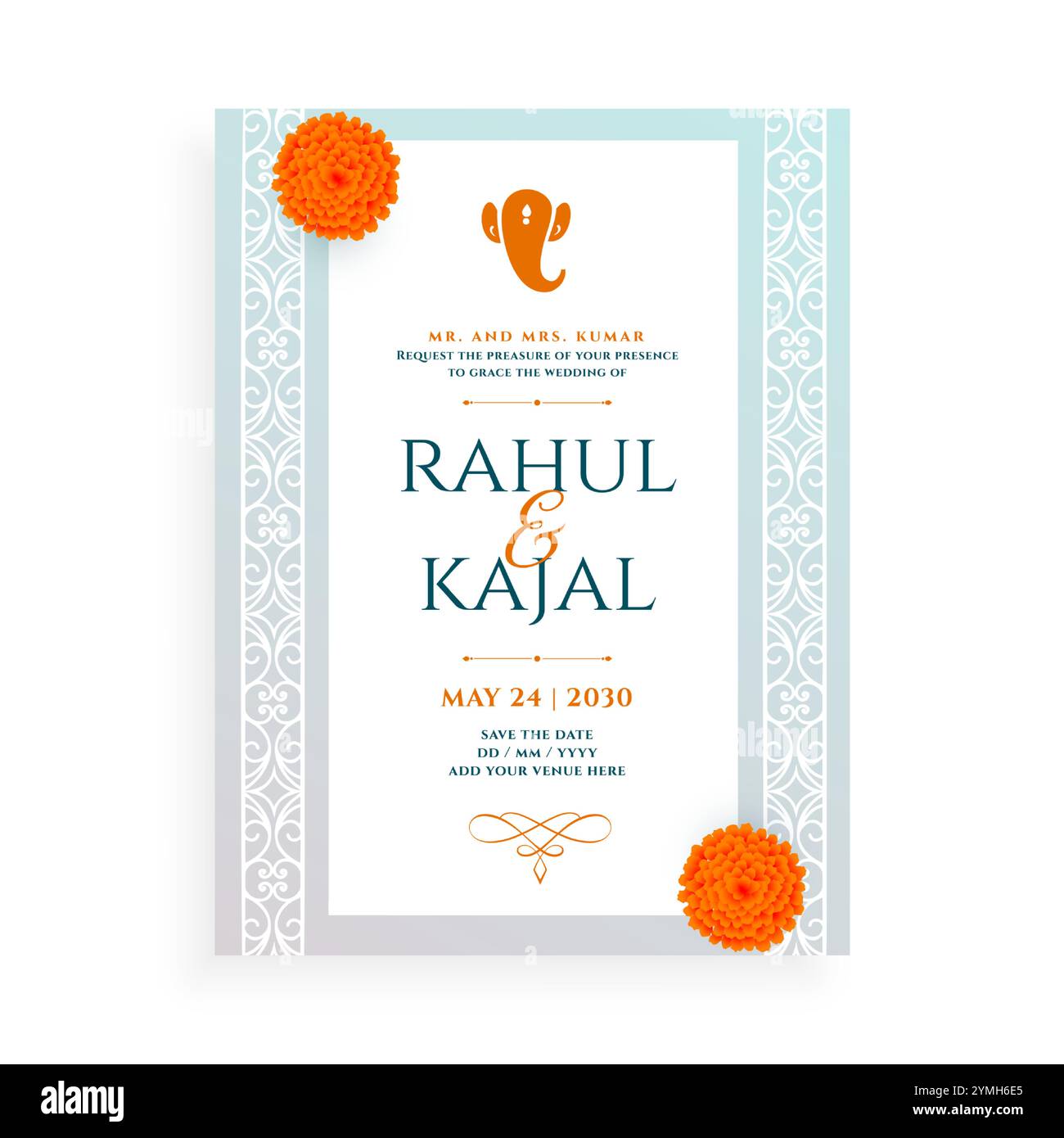 traditional indian wedding card flyer with flower design for print ...