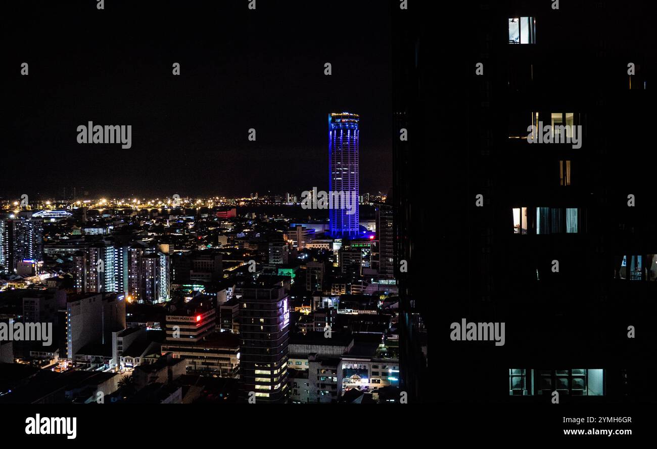Night time penang city malaysia lights Stock Photo - Alamy