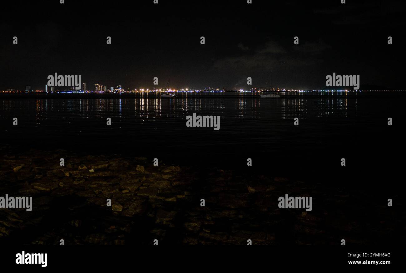 Night time penang city malaysia lights Stock Photo - Alamy