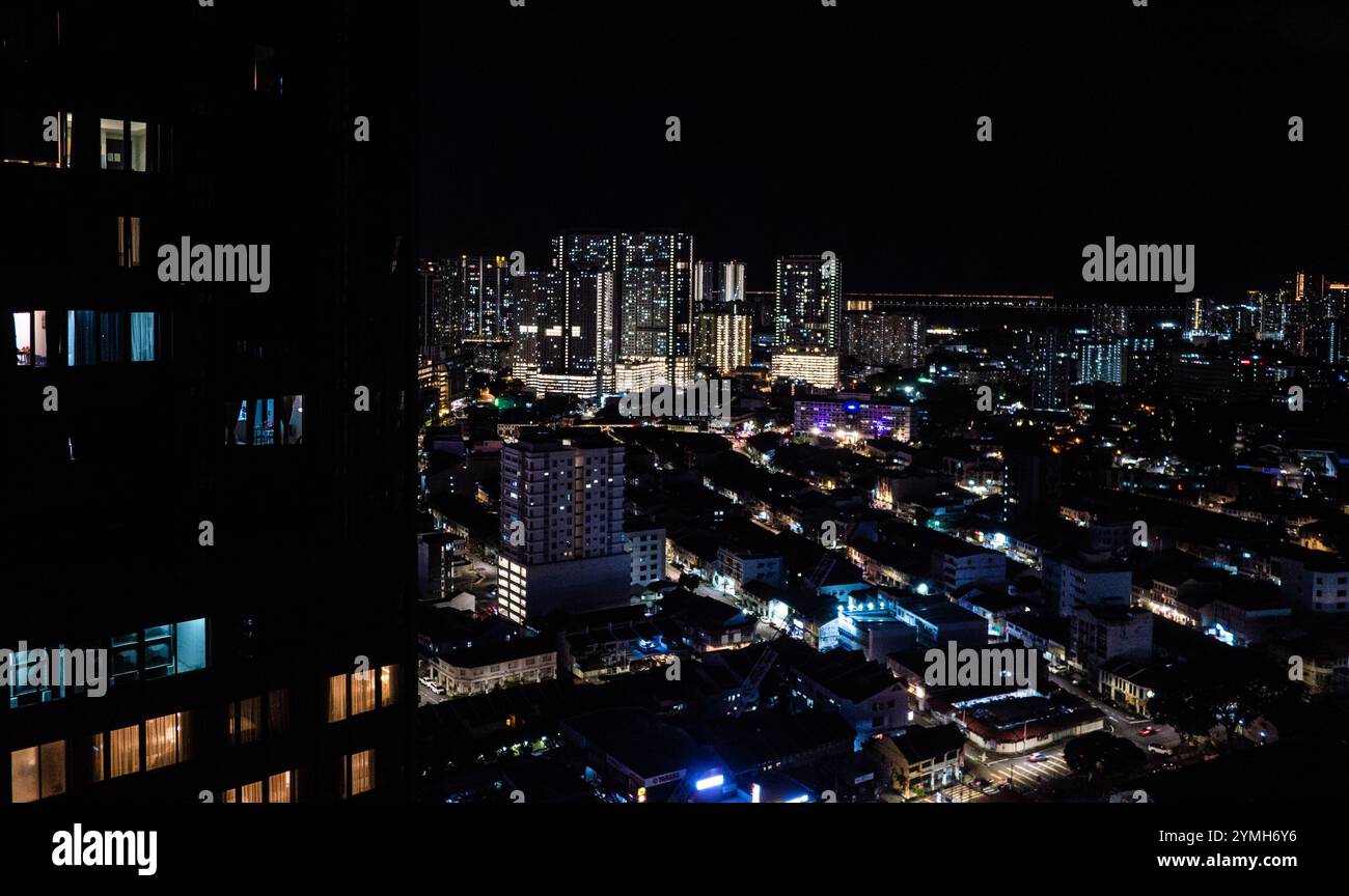 Night time penang city malaysia lights Stock Photo - Alamy