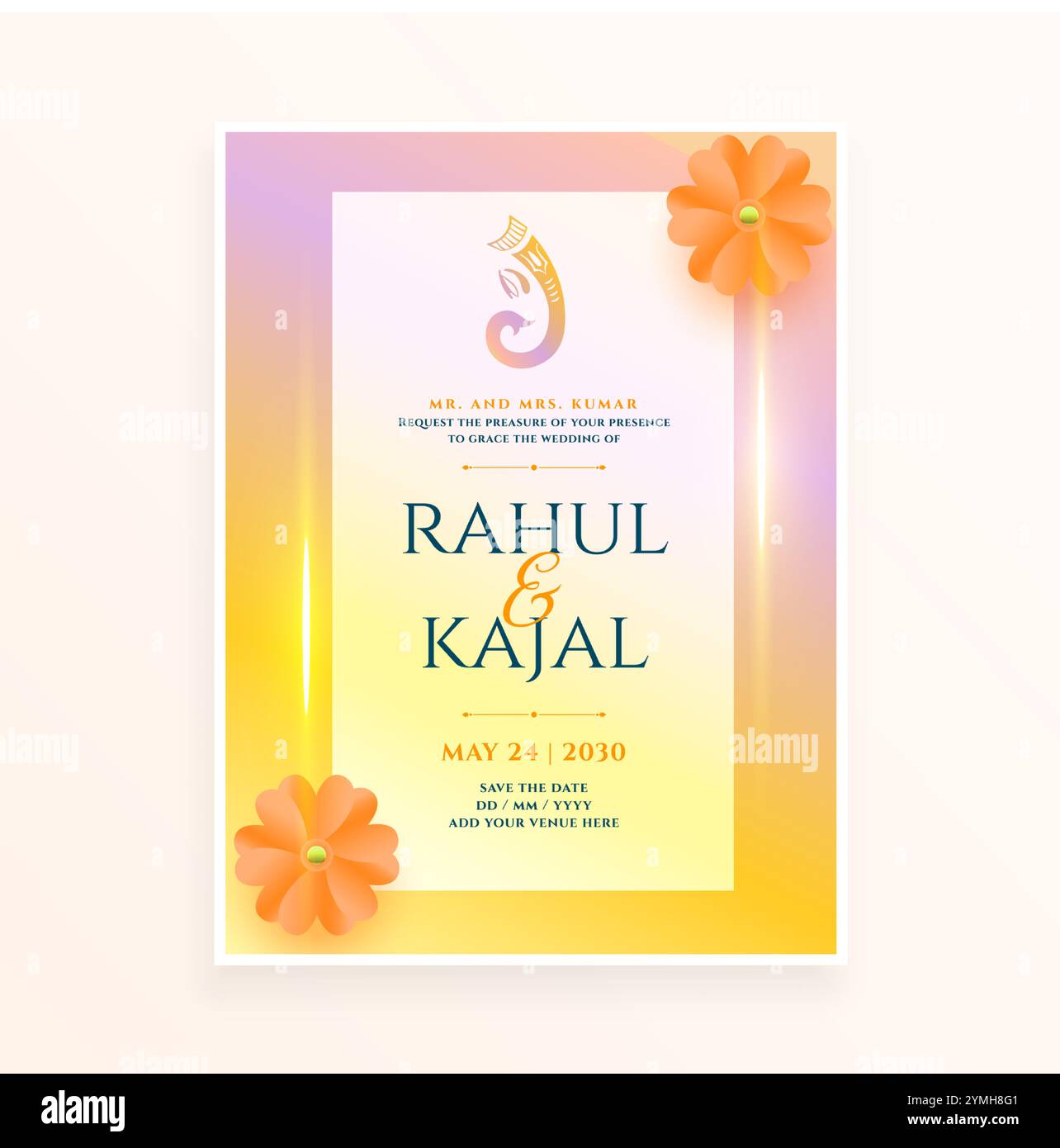 beautiful indian wedding card flyer for event celebration vector Stock ...