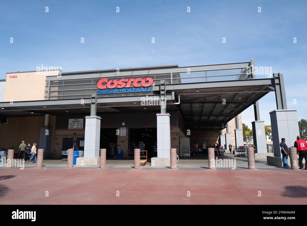 Images of a bustling Costco store featuring the exterior, entrance, and ...