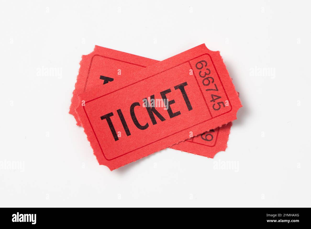 Two red vintage admission tickets Stock Photo - Alamy