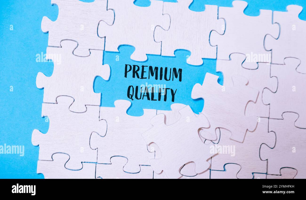Puzzle with a piece missing and the word premium quality written in the ...