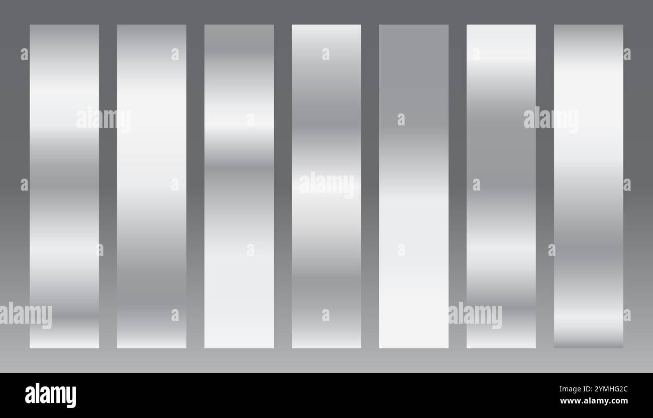 collection of metallic grey gradient palette for ui/ux element kit ...