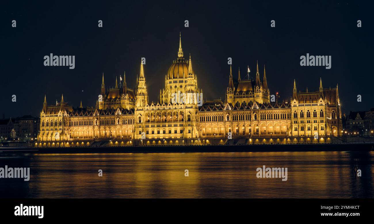Stunning nighttime view of the Hungarian Parliament Building in ...