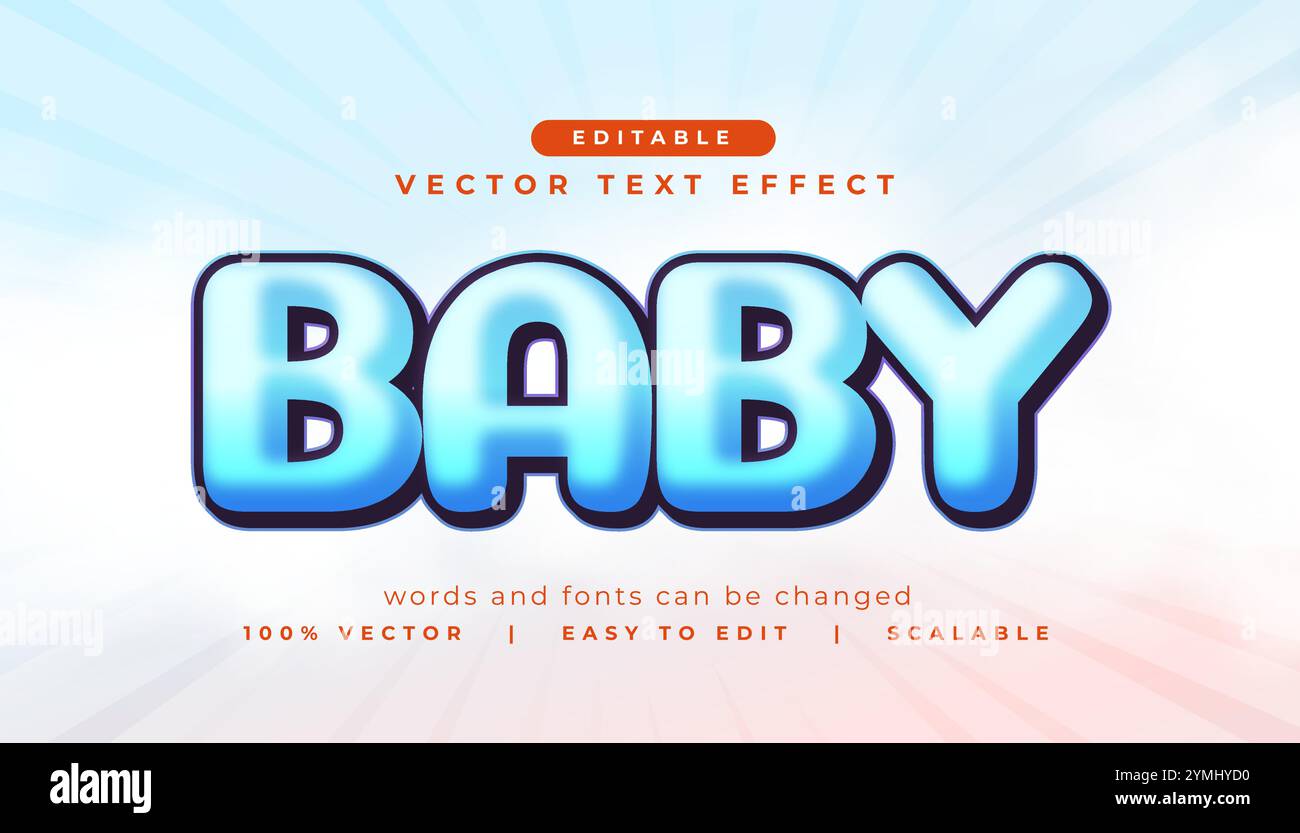 editable baby text effect style vector Stock Vector Image & Art - Alamy