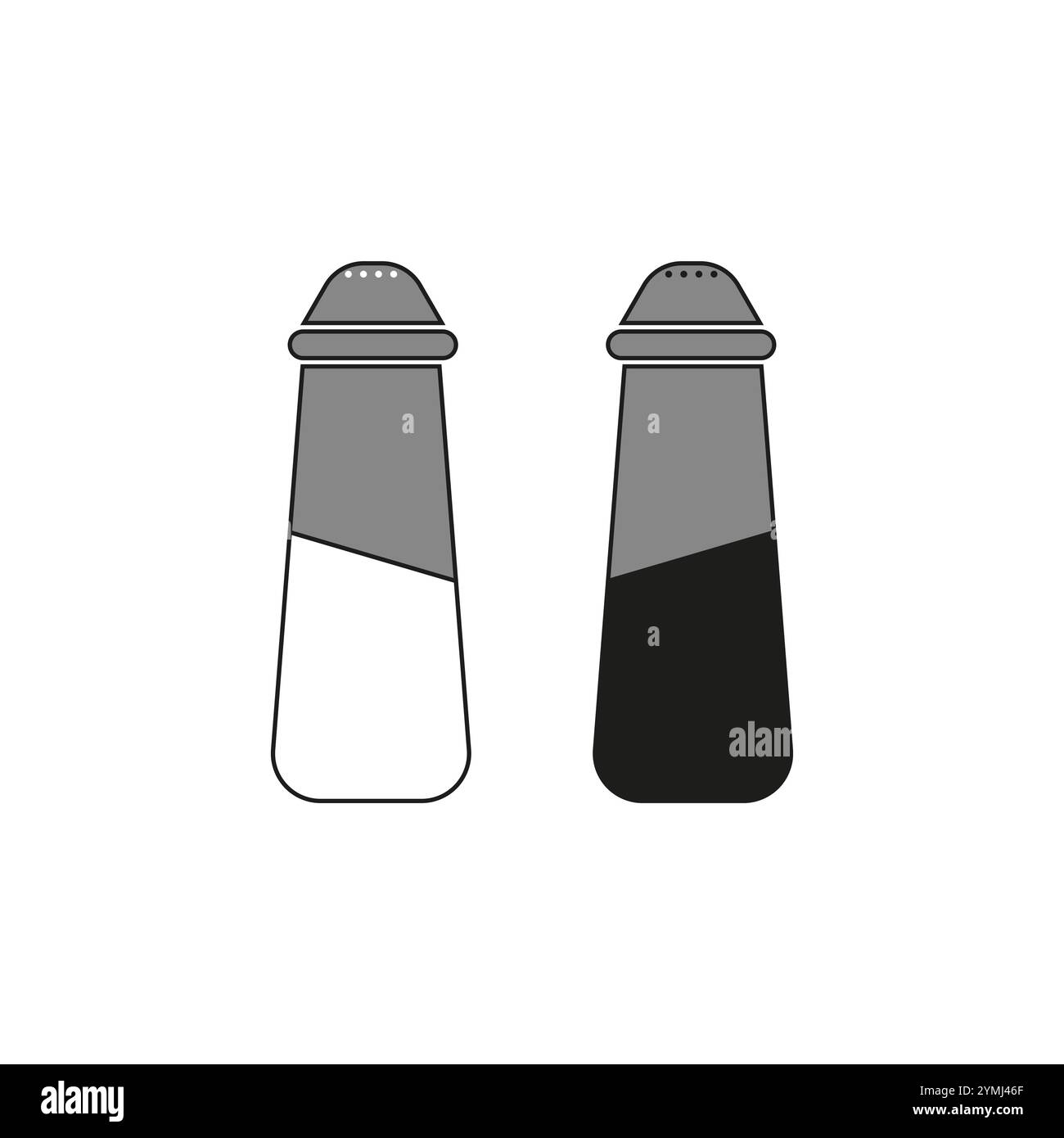 Salt pepper shakers. Kitchen seasoning icons. Culinary vector ...