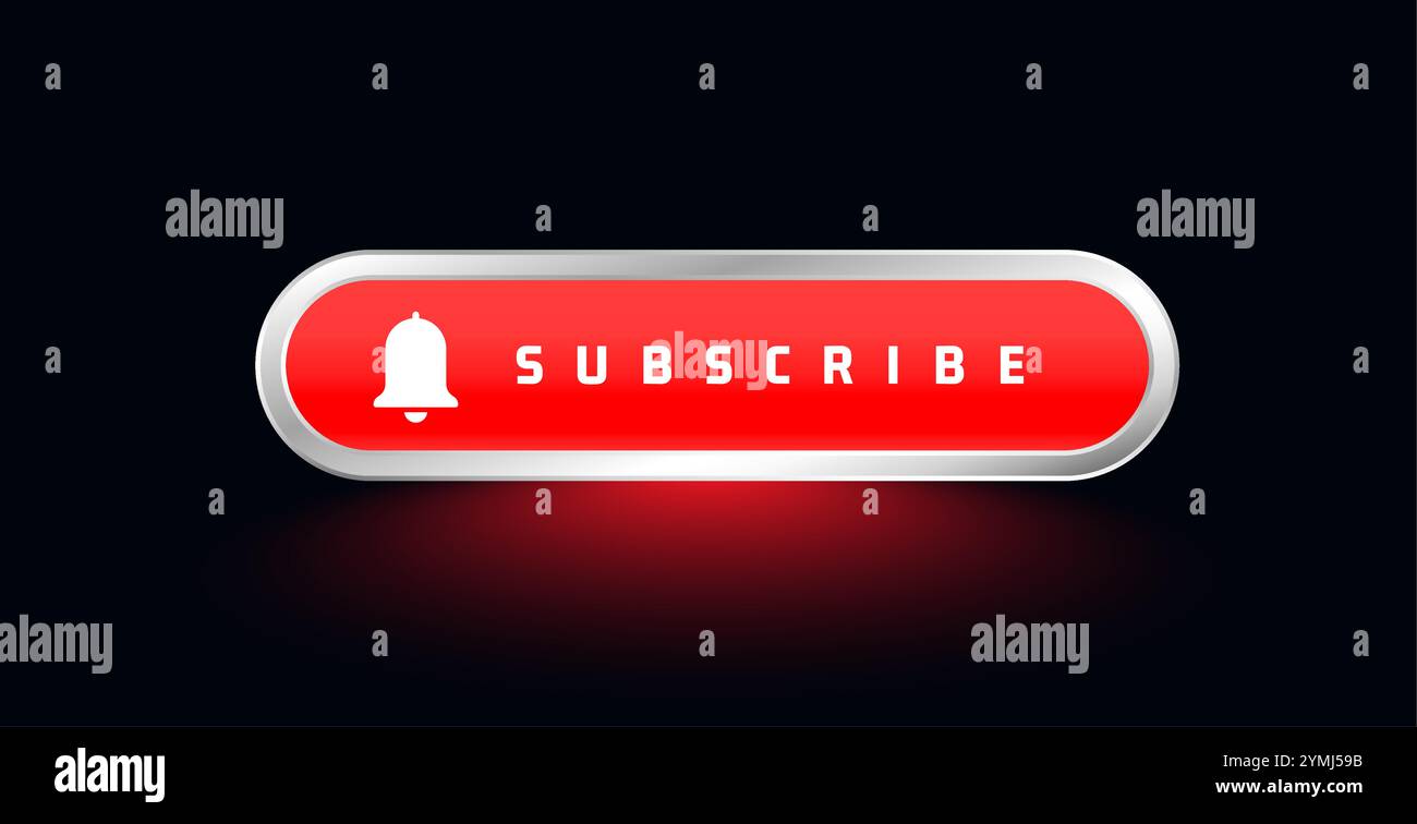 metallic red subscription bell icon add more followers vector Stock Vector Image & Art - Alamy