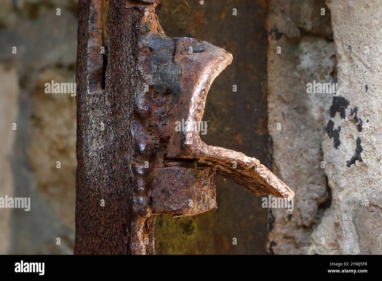 Wrought Iron Lock - Damaged, vandalised Stock Photo - Alamy