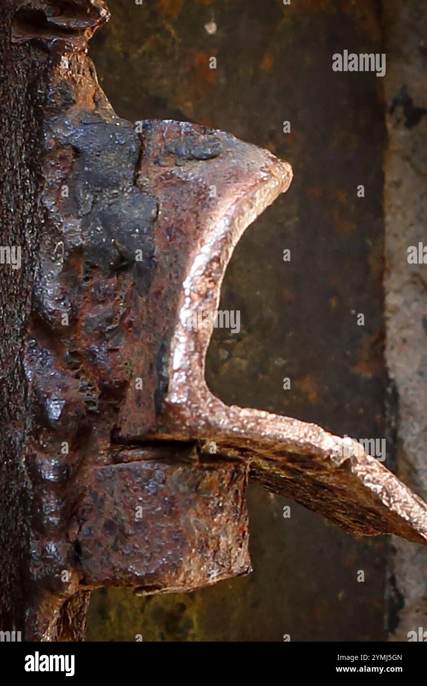 Wrought Iron Lock - Damaged, vandalised Stock Photo - Alamy
