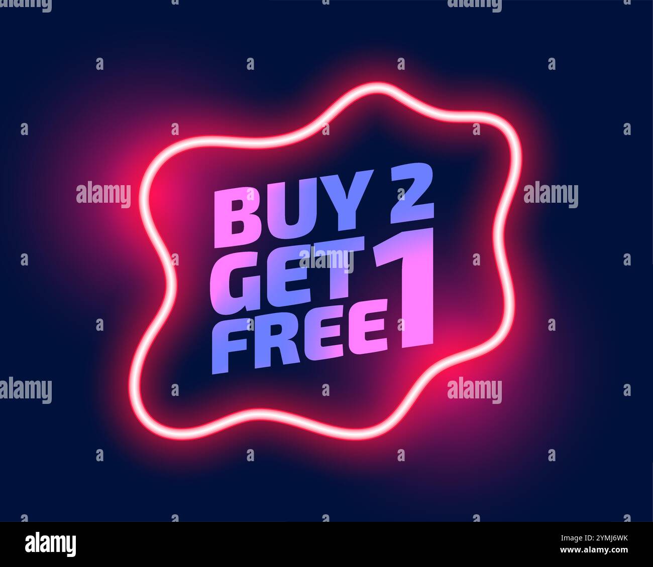 buy 2 get 1 free promo background with glowing neon effect vector Stock ...