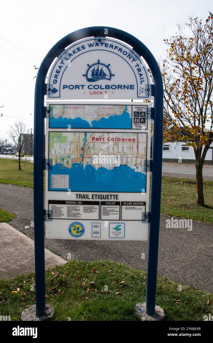 Great Lakes Waterfront Trail sign at Lock 8 Gateway Park on Mellanby ...