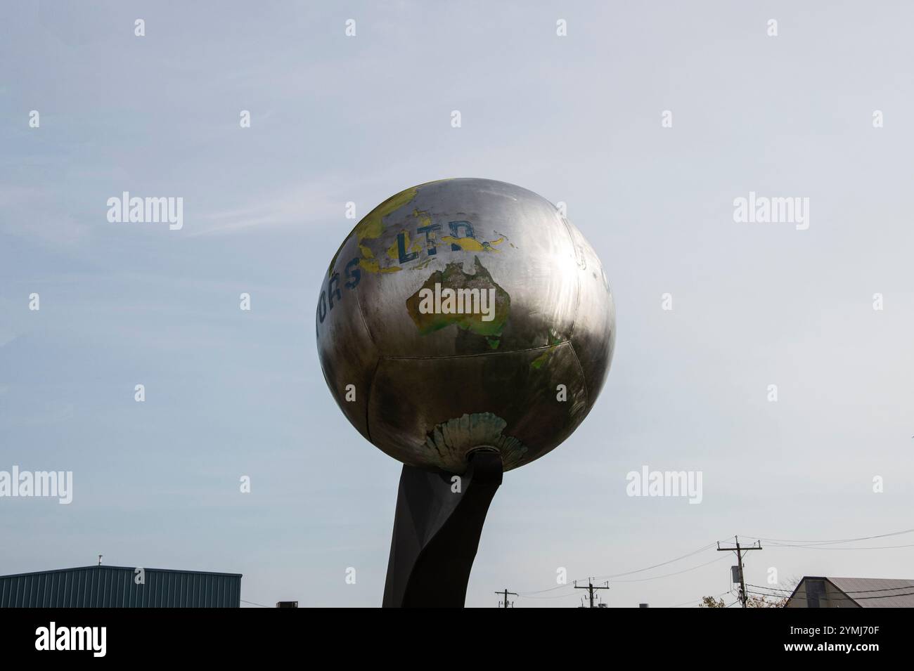Globe sculpture at J. Oskam steel fabricators on Rosedale Avenue in ...