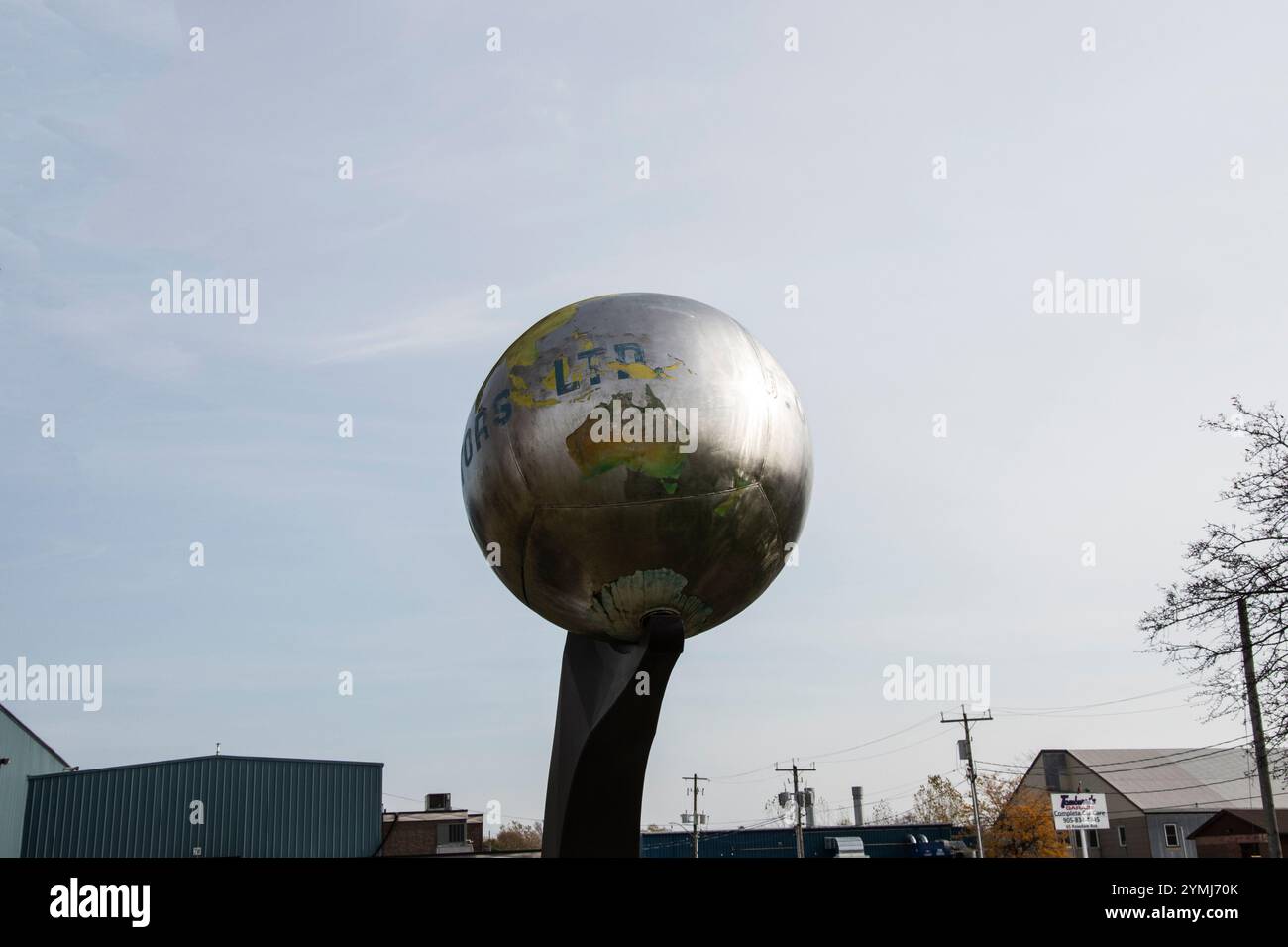 Globe sculpture at J. Oskam steel fabricators on Rosedale Avenue in ...