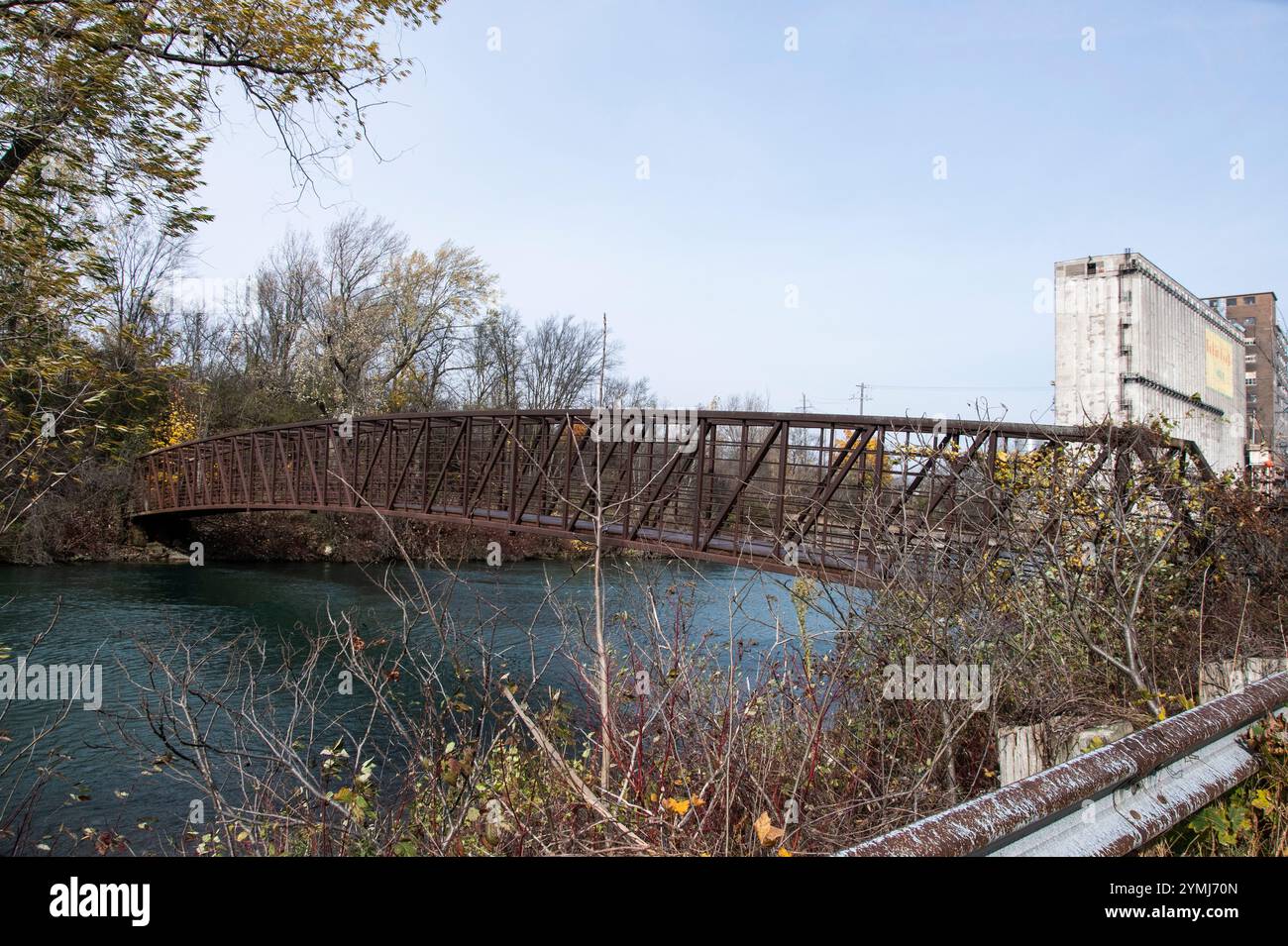 Pedestrian bridge at Derek Point Memorial Garden on Weir Road in Port ...