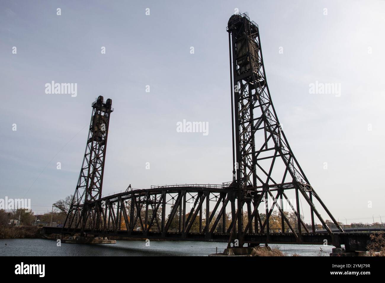 Rail vertical lift bridge in Port Colborne, Ontario, Canada Stock Photo ...