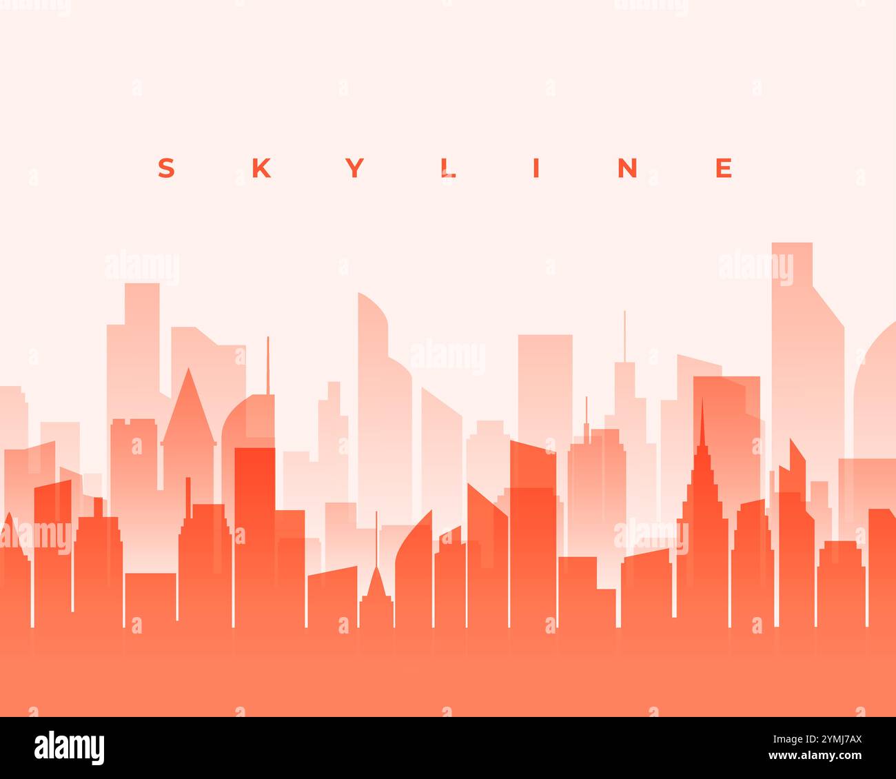 high rise urban skyline downtown building silhouette vector Stock ...