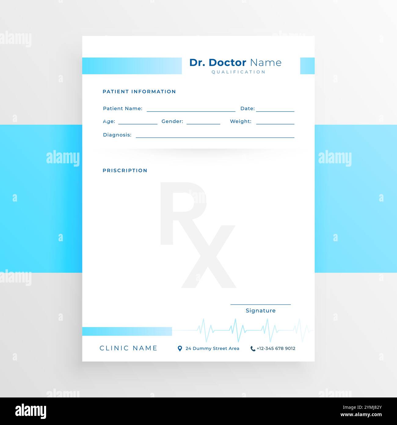 blank Rx medic prescription notepad template design vector Stock Vector ...