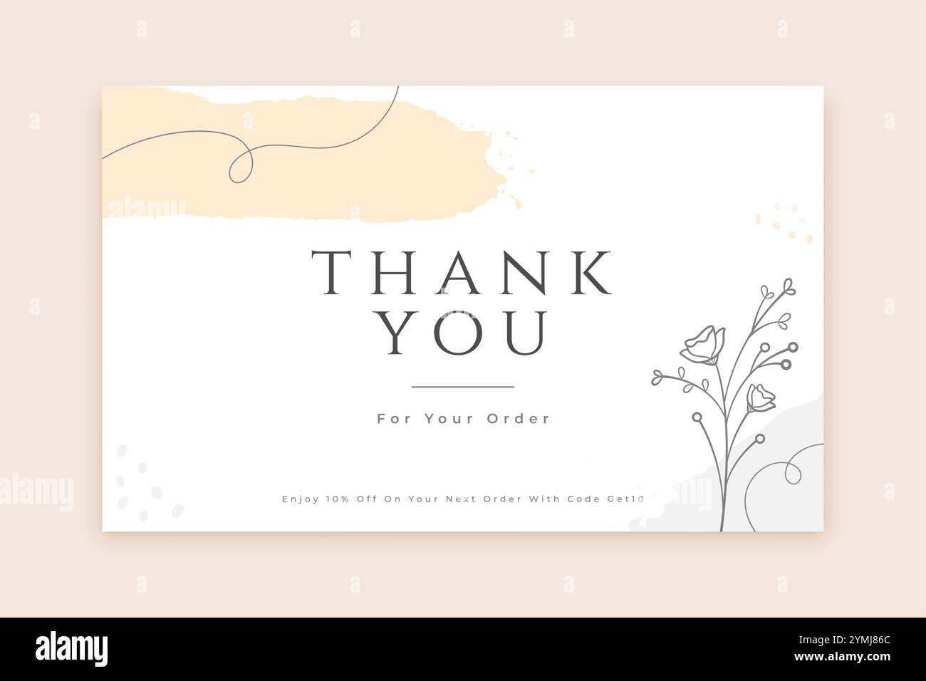 minimal thank you order card with floral border design vector Stock ...
