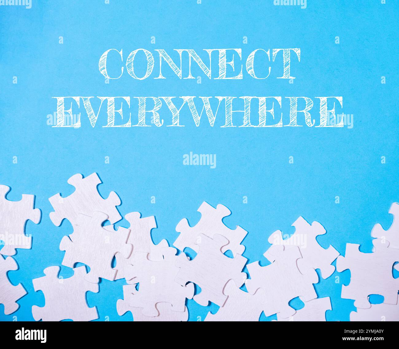 Jigsaw puzzle with the words connect everywhere written above it Stock ...