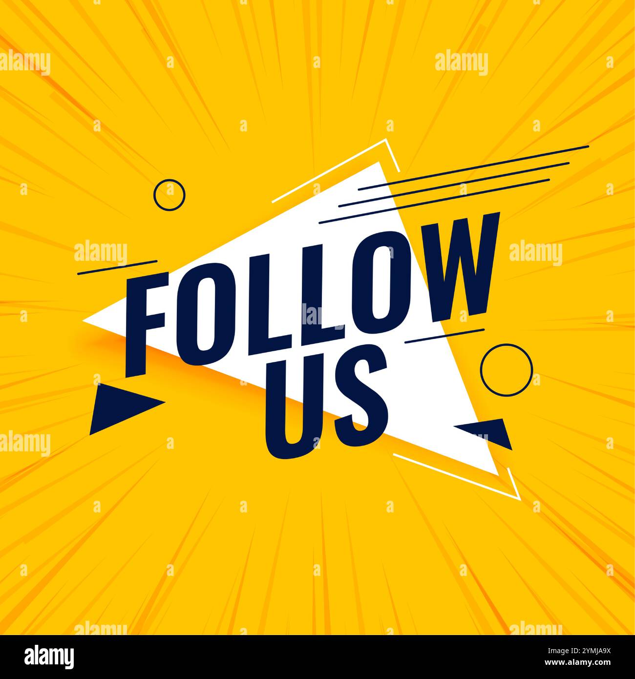web follow us yellow template for digital channel or platform vector ...