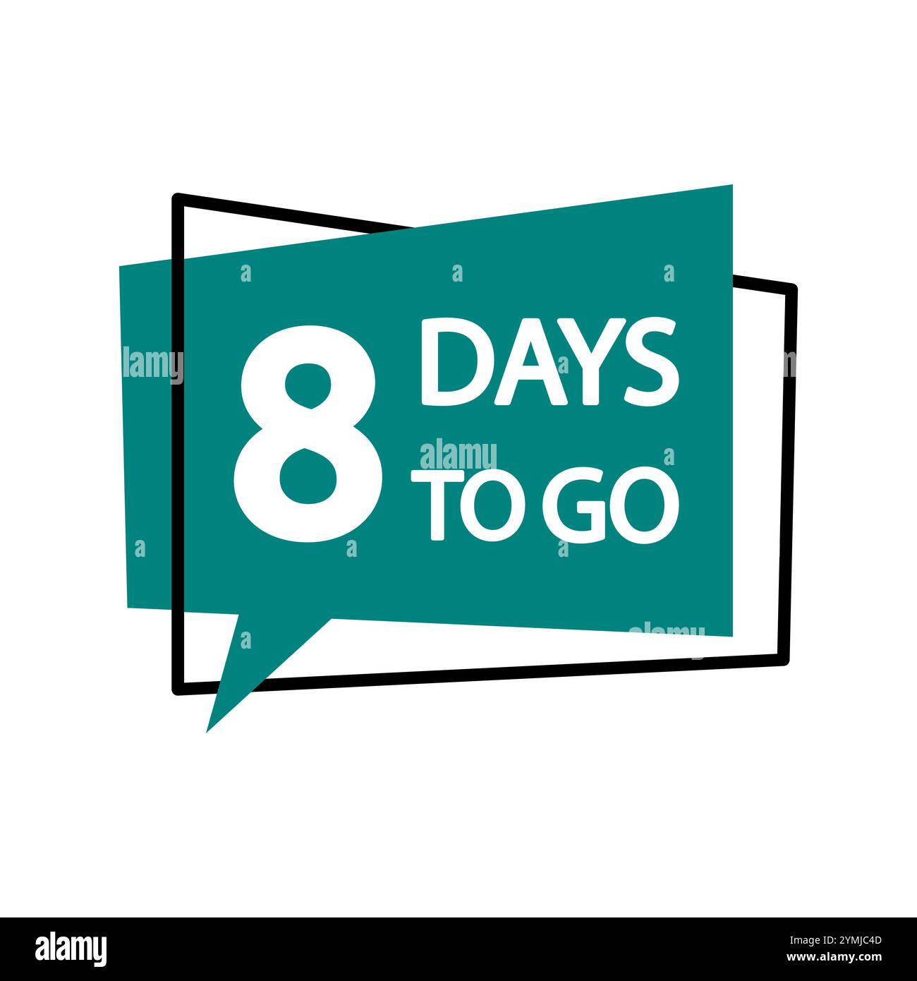 8 days countdown. Number eight icon. Vector time reminder. Event ...