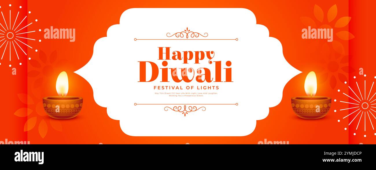 decorative happy diwali greeting 2024 banner with diya vector Stock ...