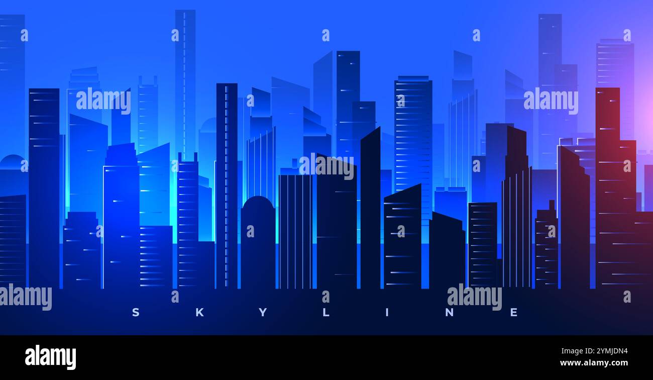 urban skyline cityscape night view downtown design vector Stock Vector ...