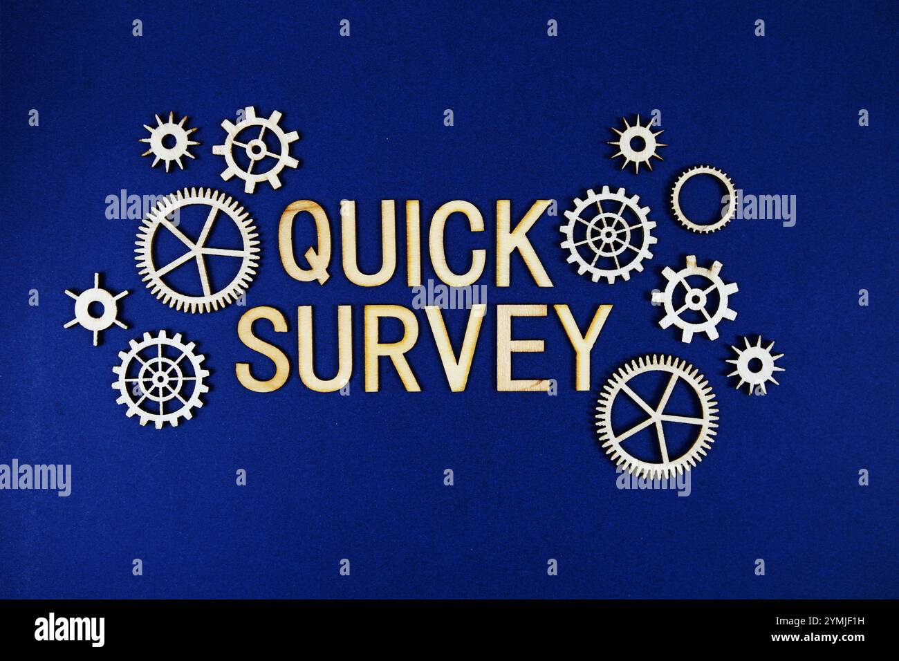 Quick Survey alphabet letters with gears element on navy blue ...