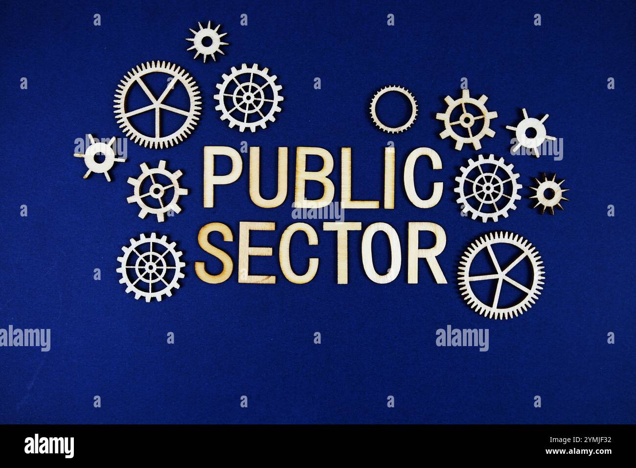 Public Sector alphabet letters with gears element on navy blue ...