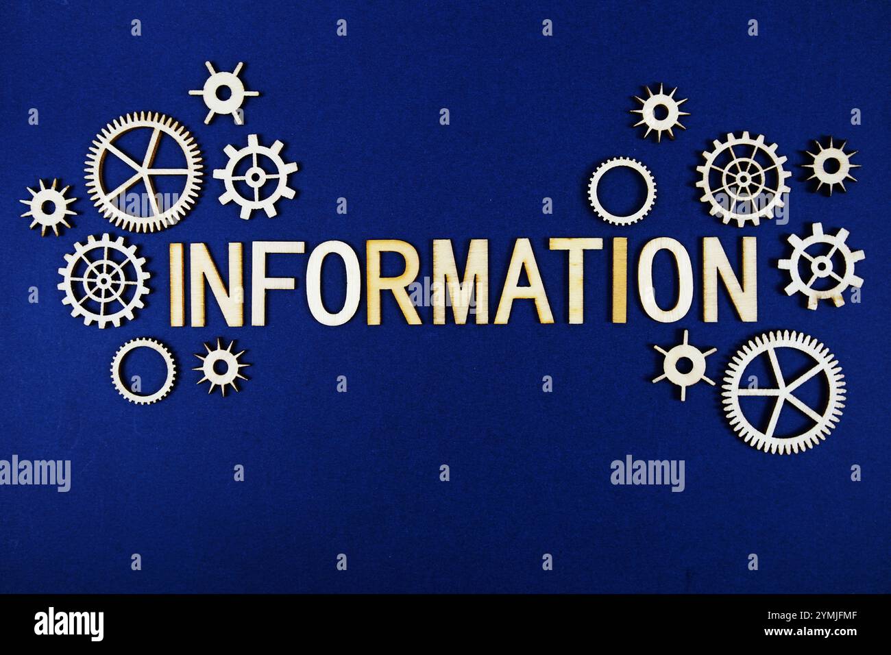 Information alphabet letters with gears element on navy blue background ...