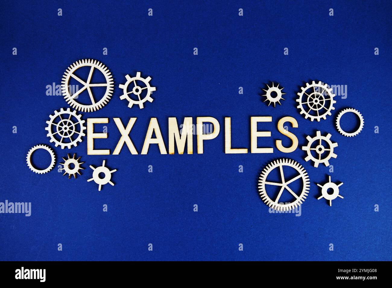 Examples alphabet letters with gears element on navy blue background ...