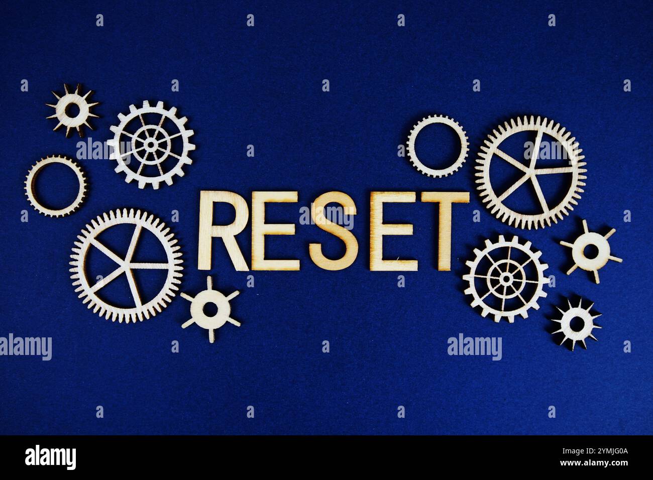 Reset alphabet letters with gears element on navy blue background Stock ...