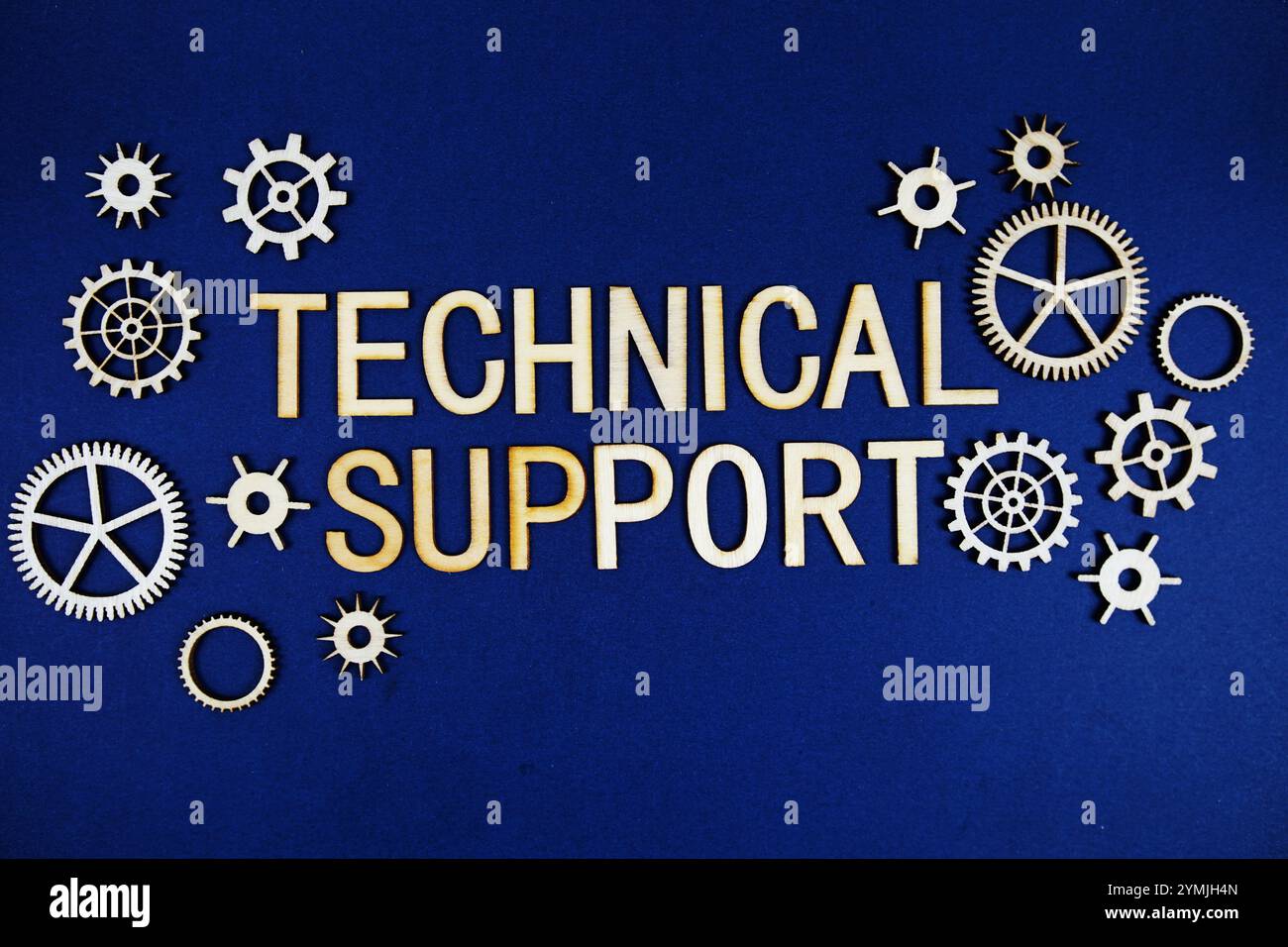 Technical Support alphabet letters with gears element on navy blue background Stock Photo - Alamy