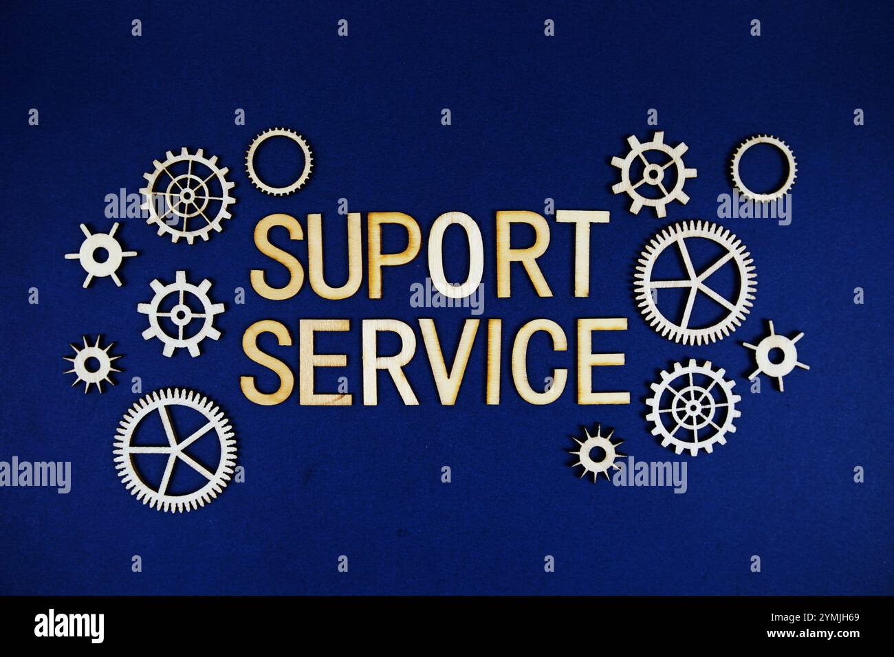 Support Service alphabet letters with gears element on navy blue background Stock Photo - Alamy