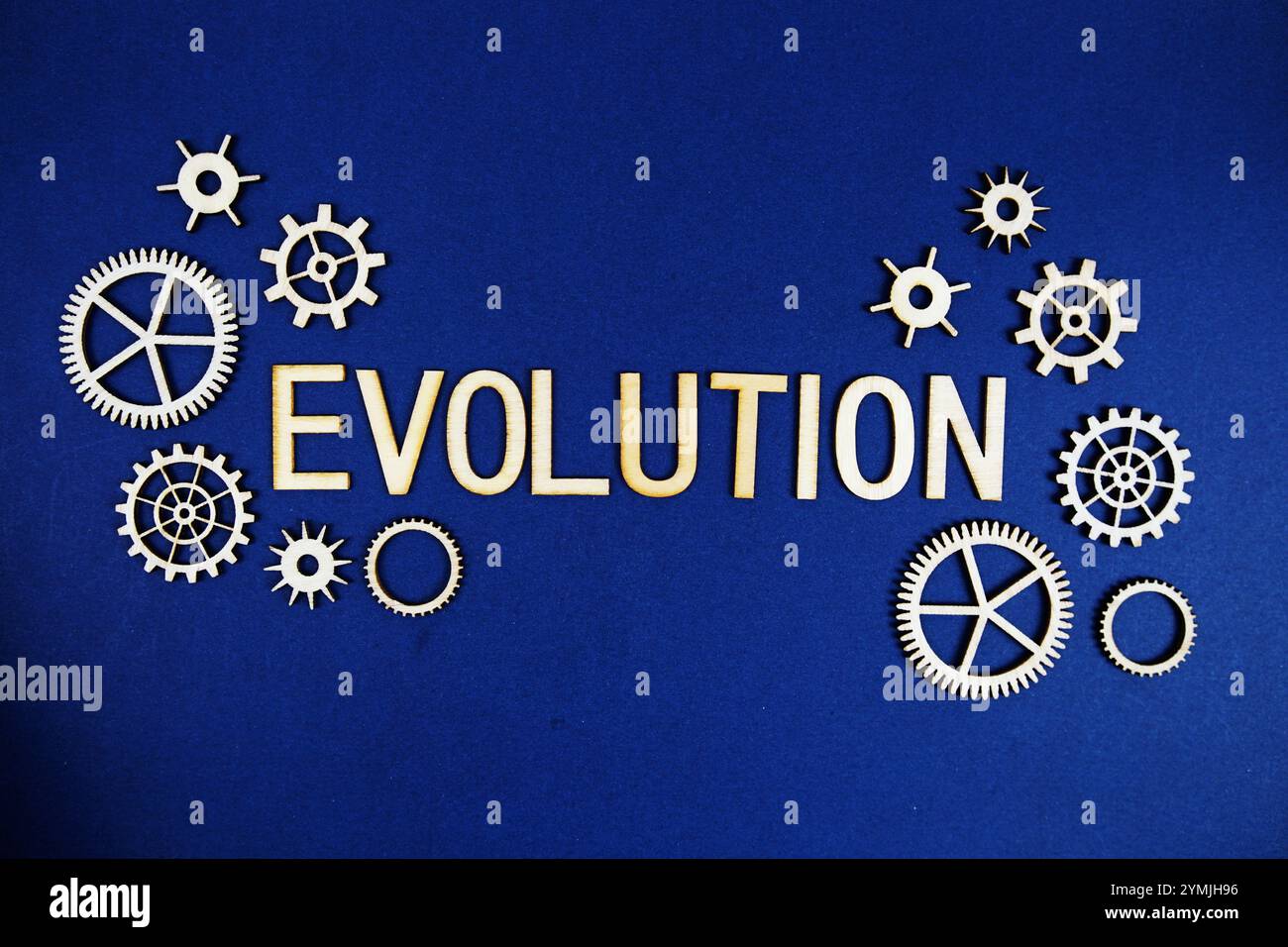 Evolution alphabet letters with gears element on navy blue background ...