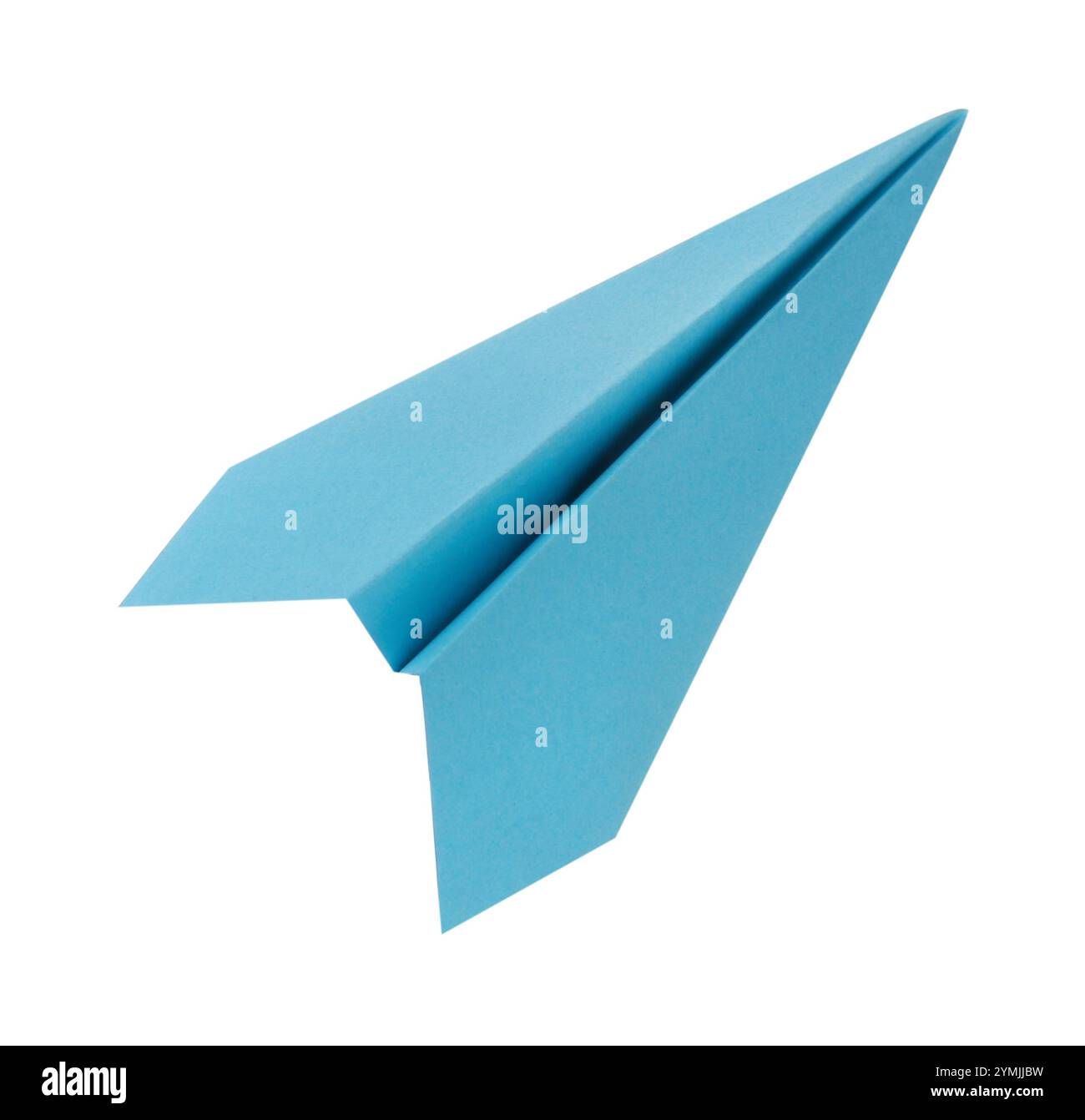 One handmade light blue paper plane isolated on white Stock Photo - Alamy