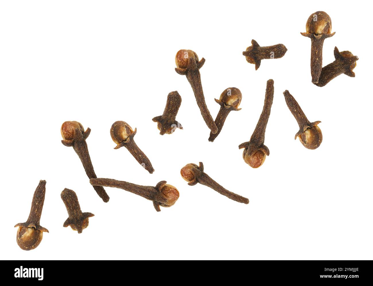 Clove buds in air on white background. Aromatic spice Stock Photo - Alamy