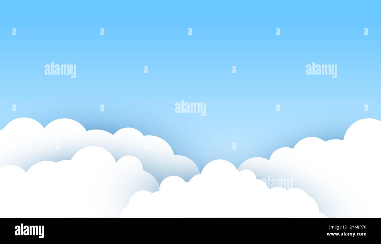 cartoon style paper cloud atmosphere backdrop design vector Stock ...