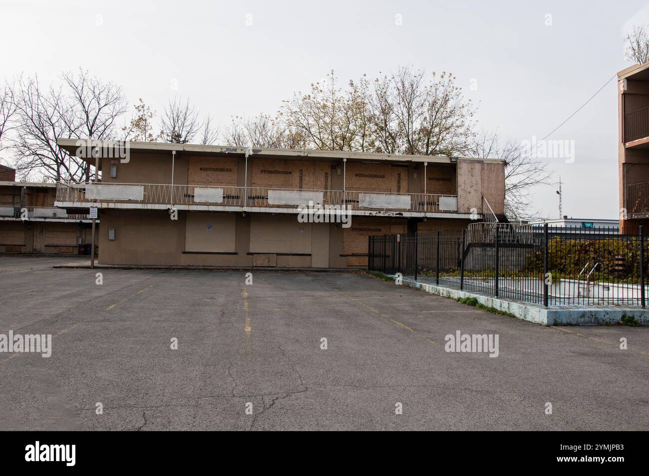 Abandoned dilapidated motel waiting for demolition on Clark Avenue in ...