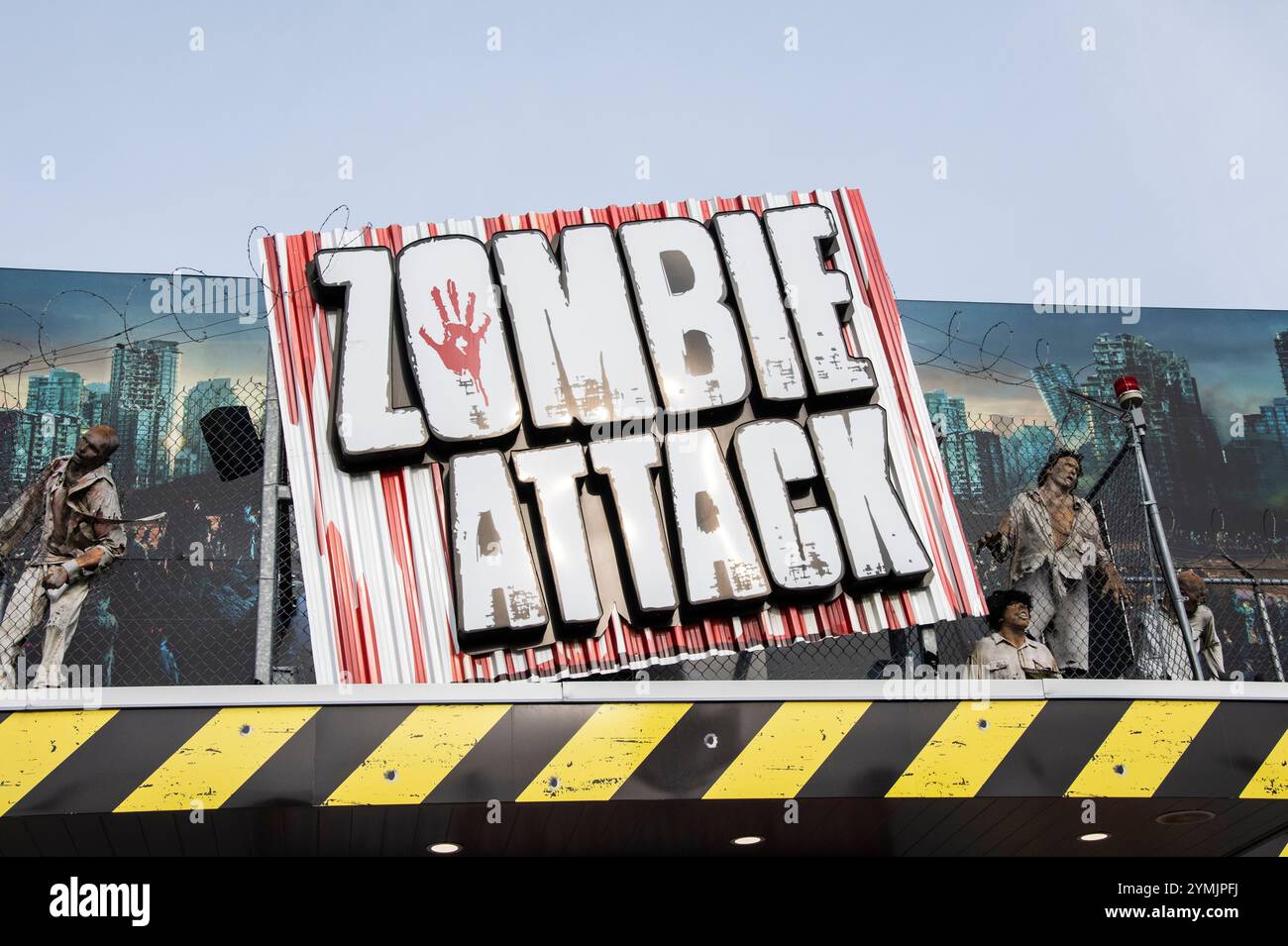 Zombie Attack sign on Clifton Hill in Niagara Falls, Ontario, Canada ...