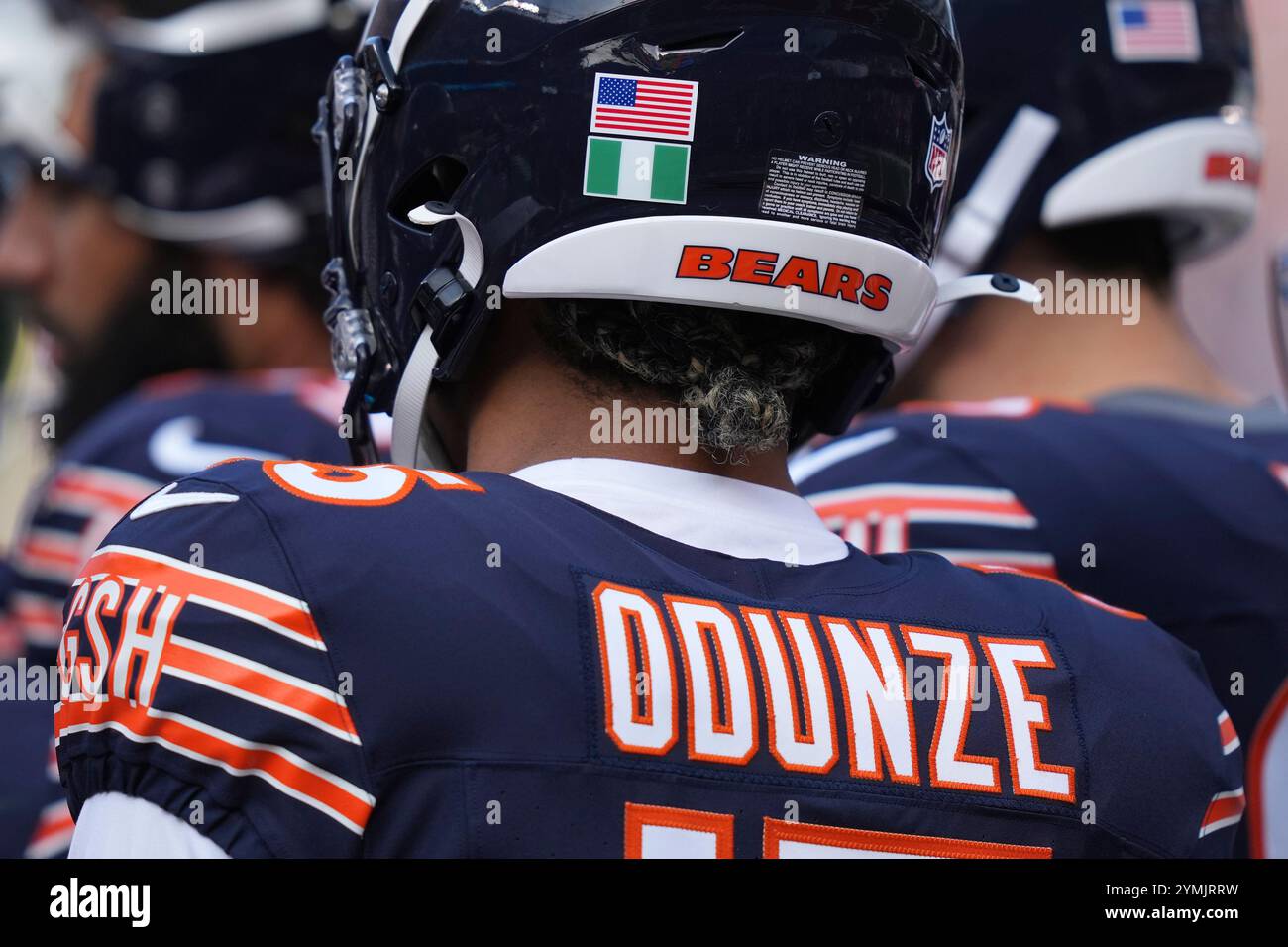 Chicago Bears' Rome Odunze sports the flag of Nigeria on the back of ...