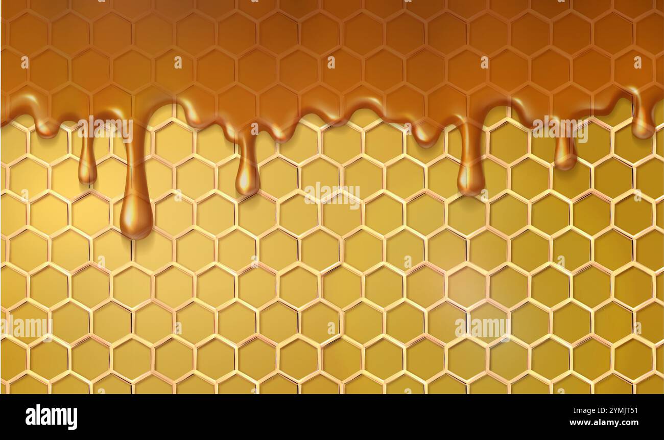 3d realistic vector icon illustration. Melting honey dripping on ...