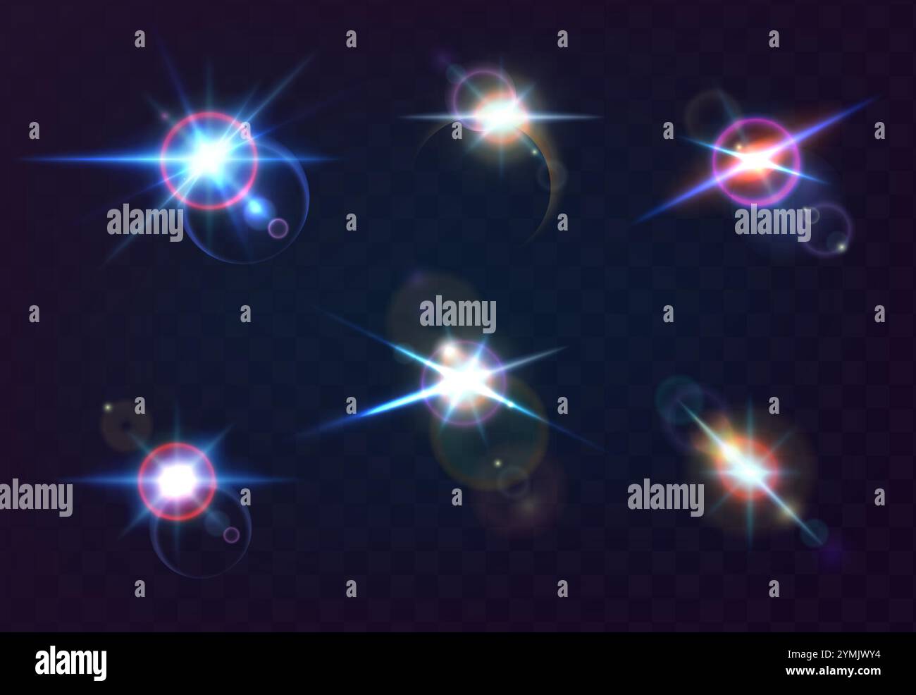 Realistic vector illustration flares, glowing effects. Sunbeams ...