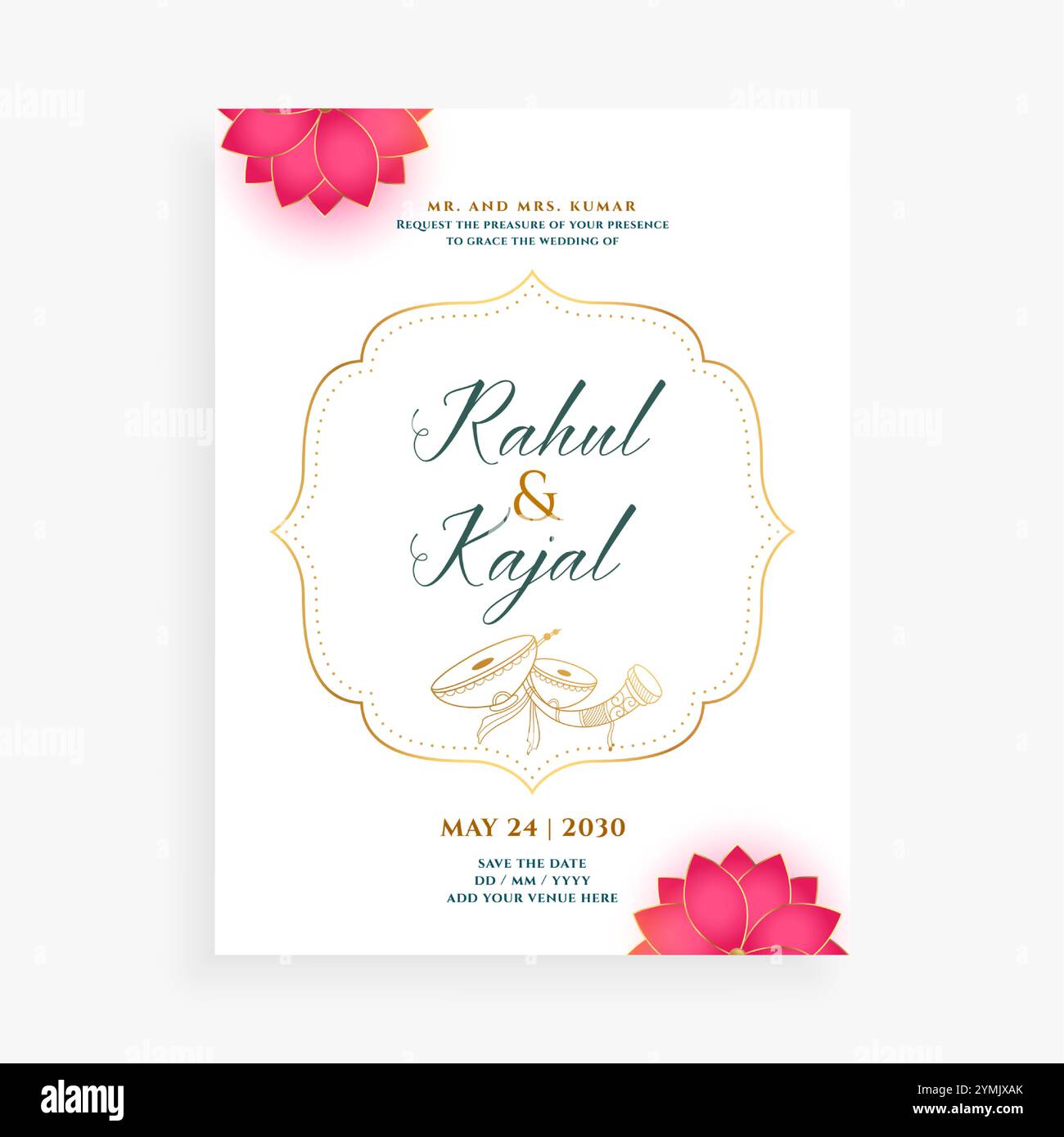 wedding or sagai with stylish invitation card poster design vector ...
