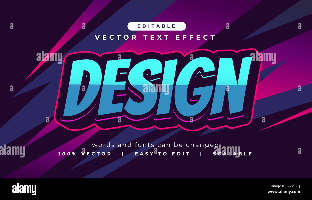 3d design editable text effect style vector Stock Vector Image & Art - Alamy