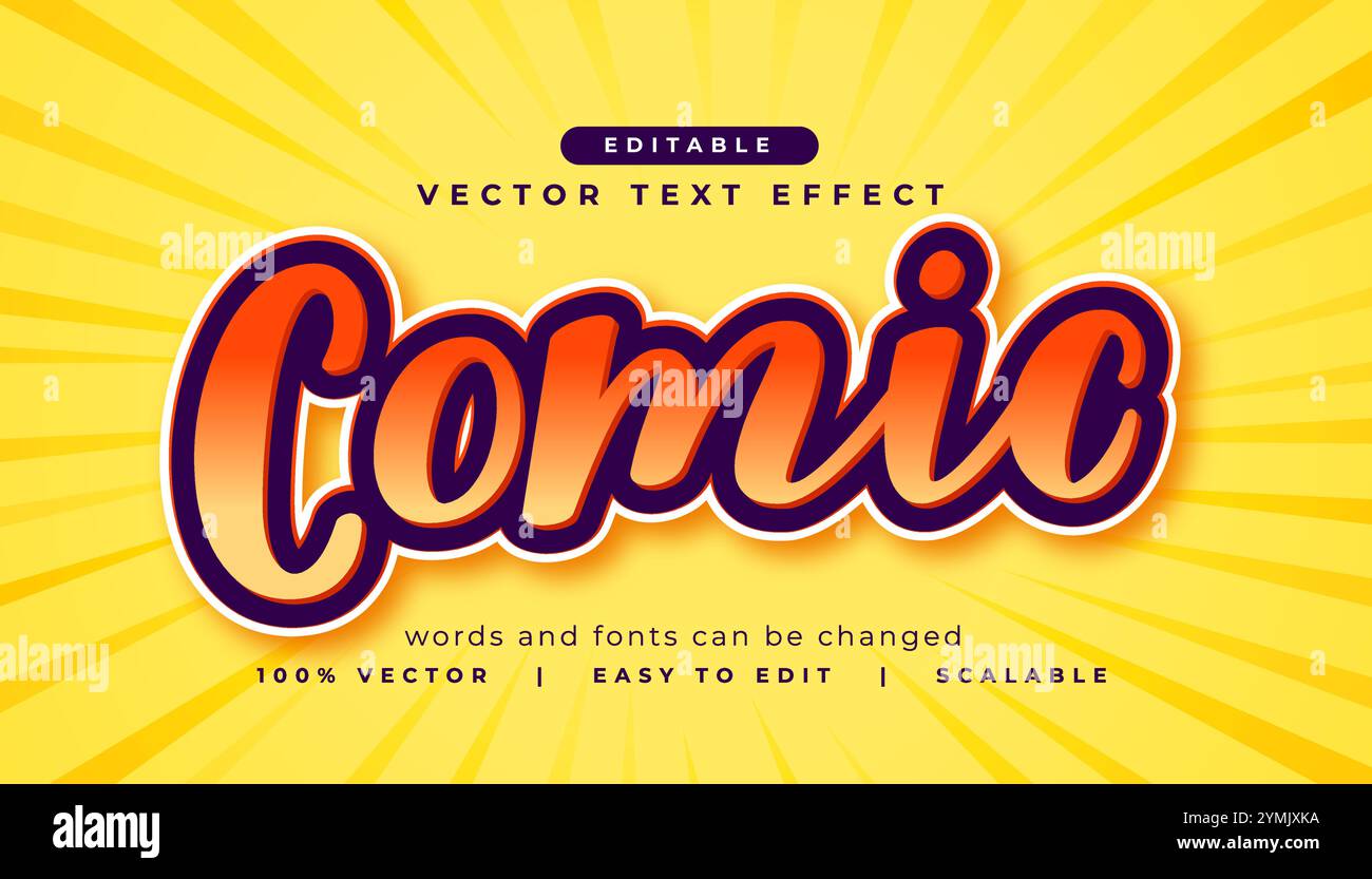 text effect style comic yellow template vector Stock Vector Image & Art ...