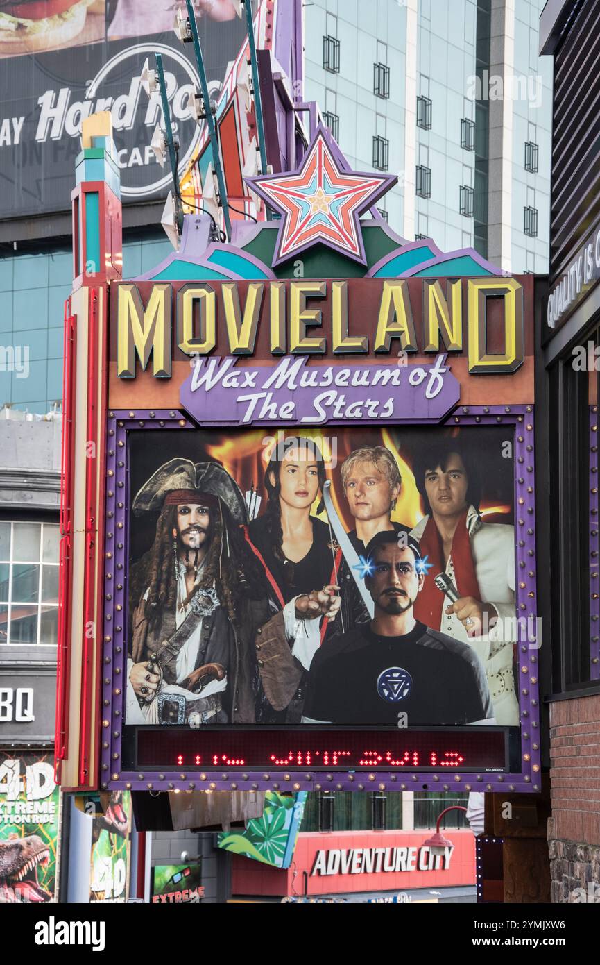 Movieland wax museum sign on Cliffton Hill in Niagara Falls, Ontario ...
